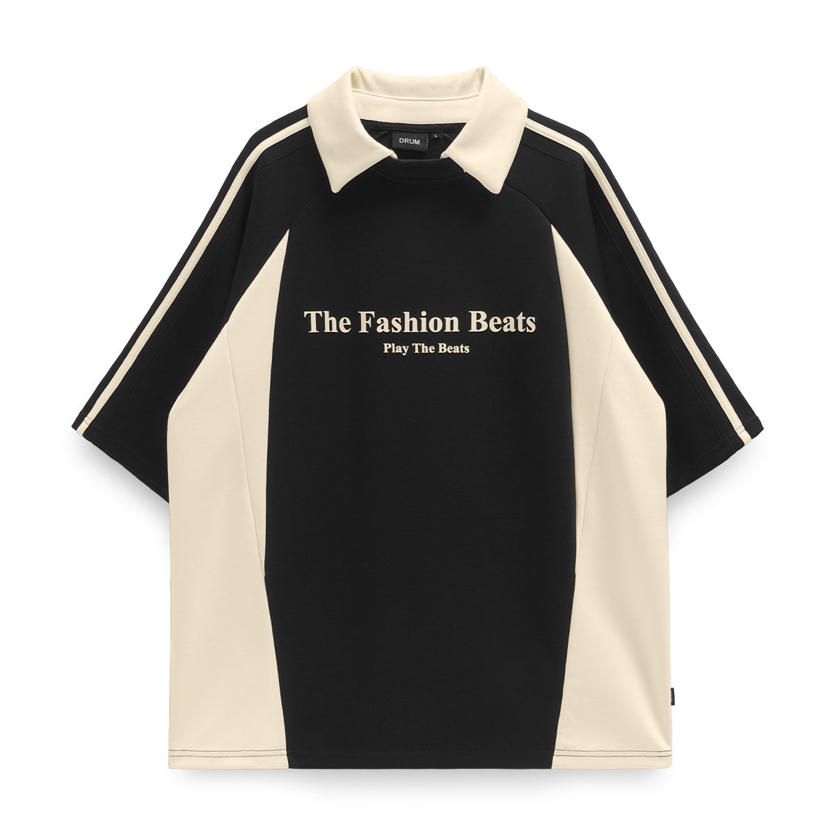 DRUM SELECT Cut & Sew Polo Tee - Black