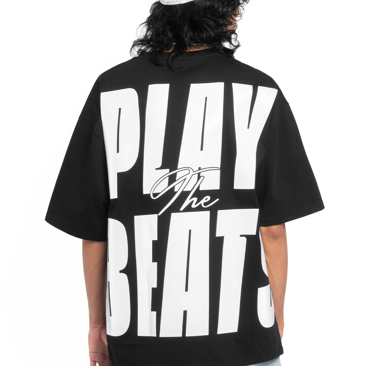 Select Bold Slogan Reflective Print Oversized Tee- Black – DRUM