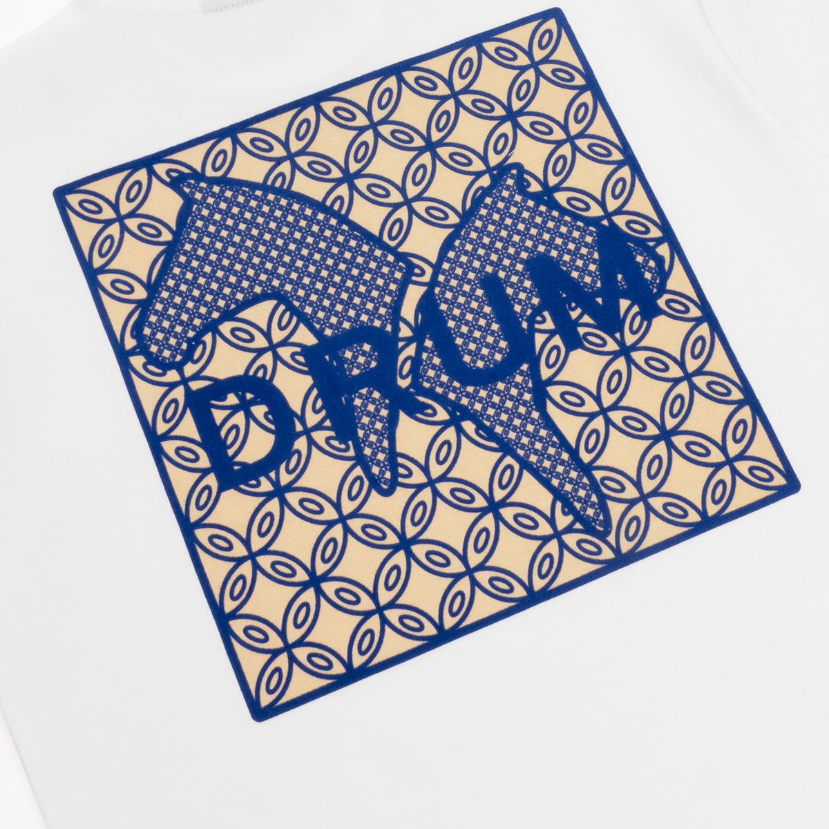 DRUM S. Ladies Flocking Horse Monogram Oversized Tee- White