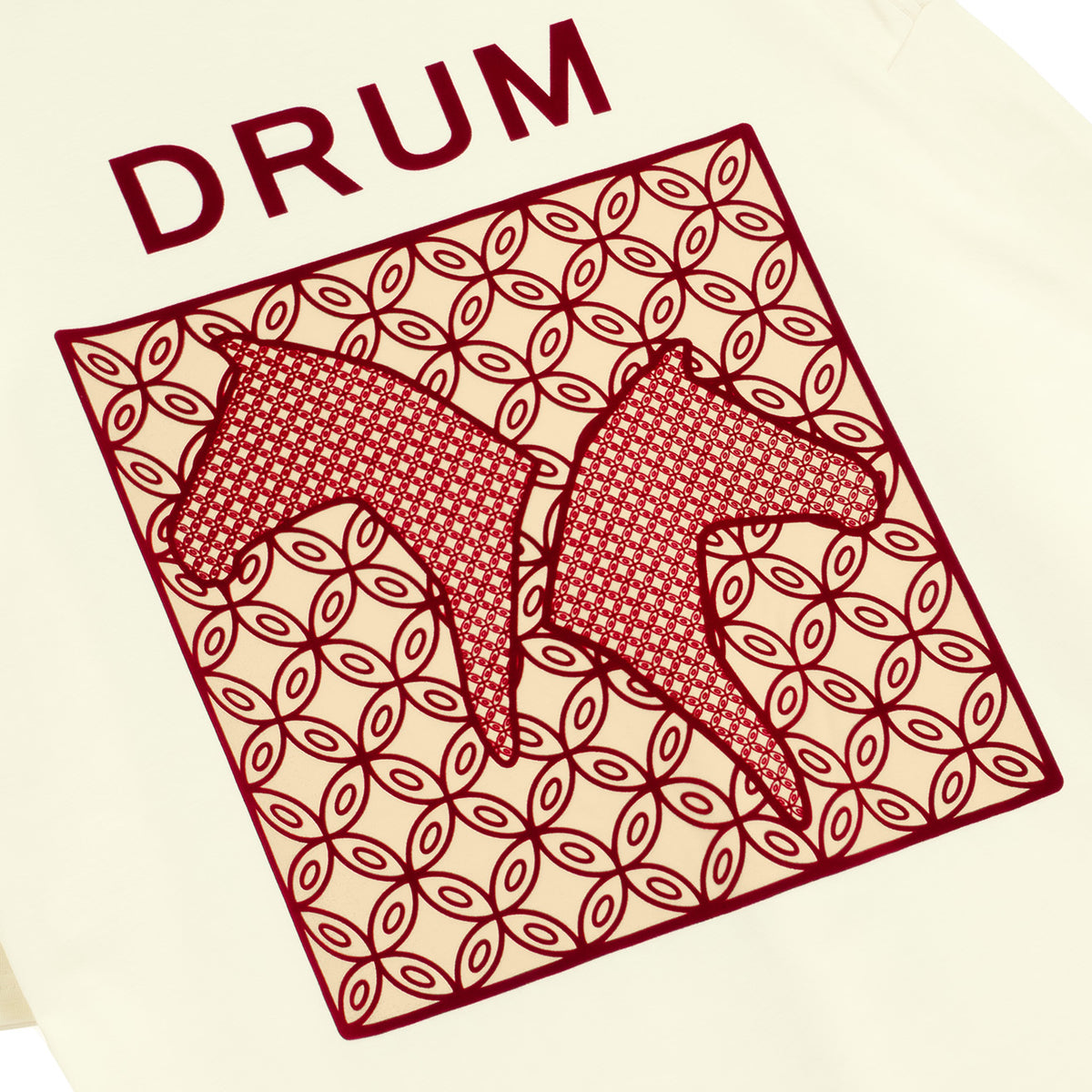 DRUM S. Flocking Horse Monogram Oversized Tee- White