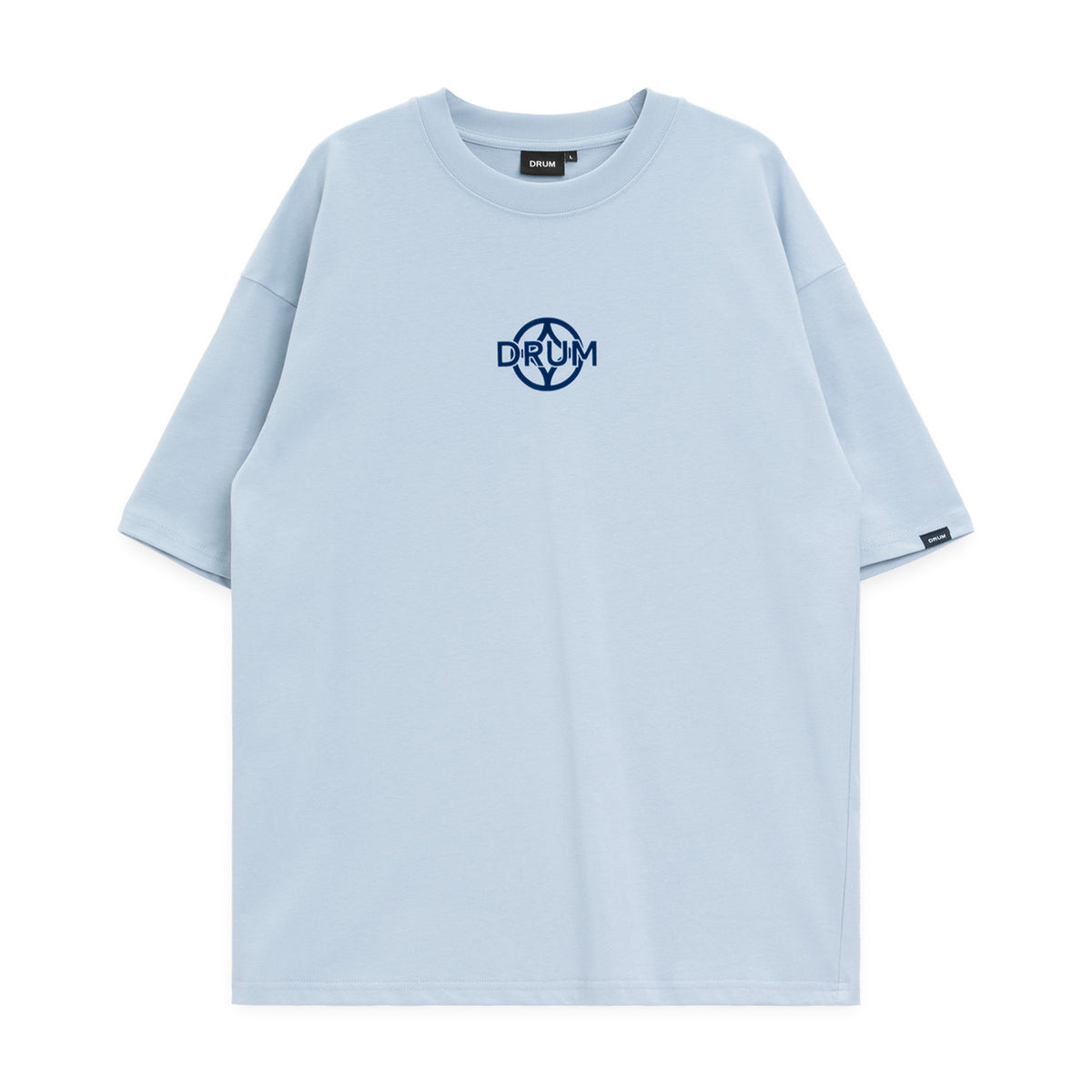 DRUM S. Flocking Horse Monogram Oversized Tee- Light Blue