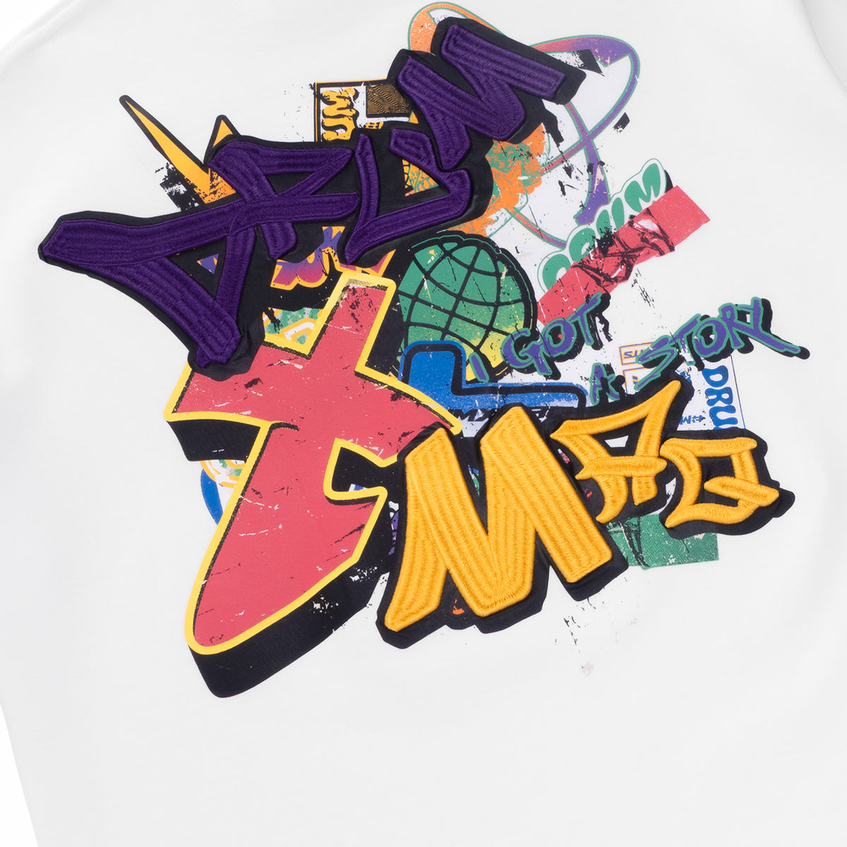 DRUM X MAQ I Got A Story Graffiti Oversized Tee- White